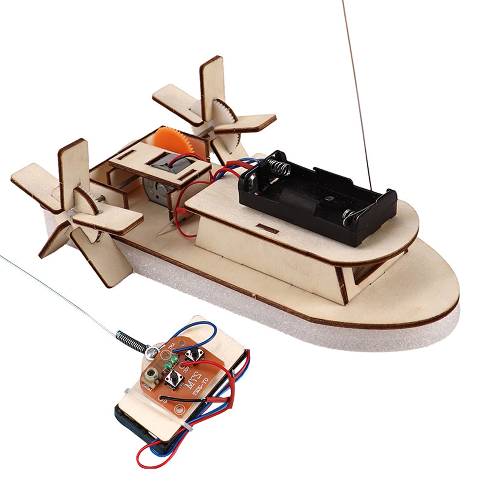 1 Set DIY Remote Control Boat Model Kit Handmade Wooden Puzzle RC Ship ...