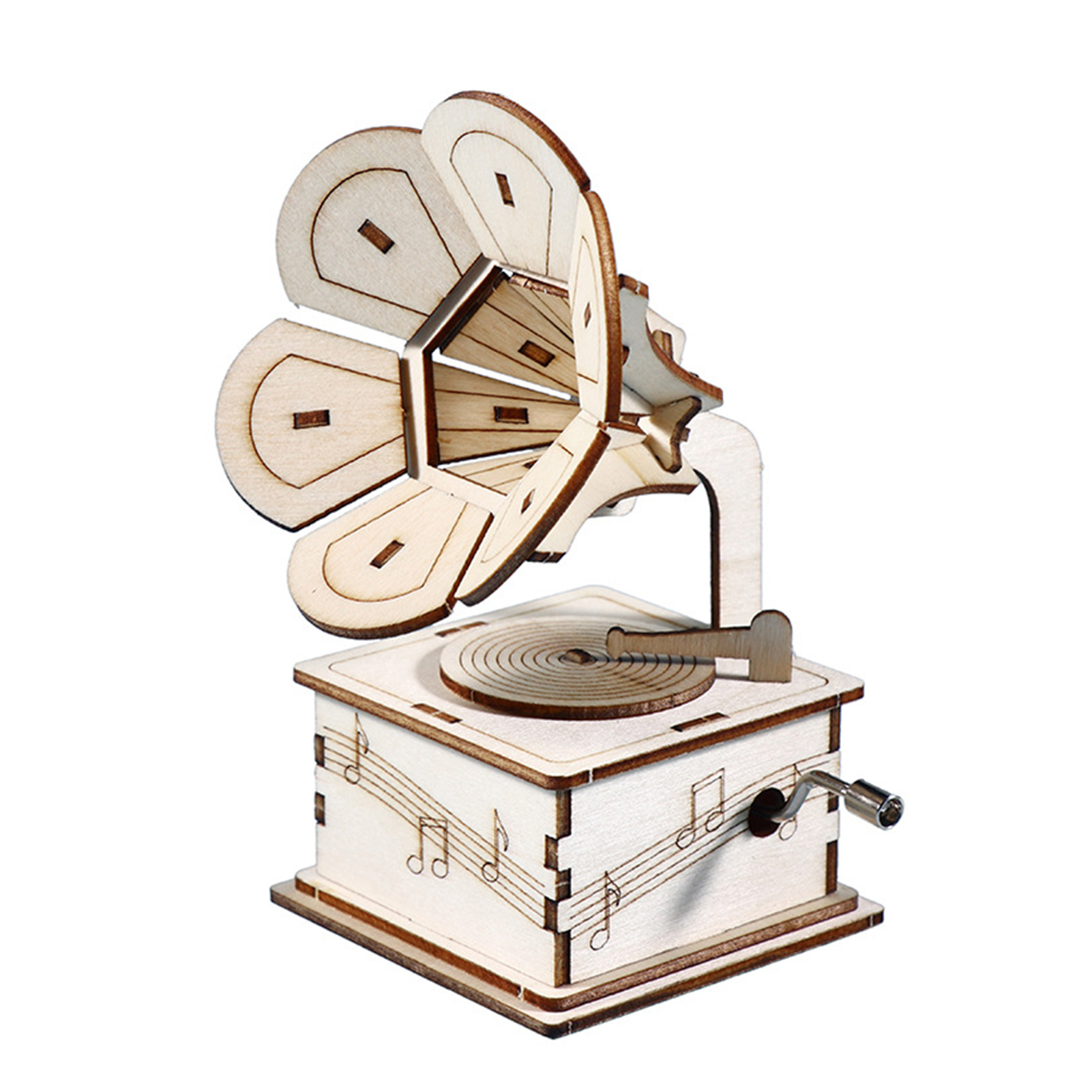 1 Set DIY Retro Gramophone Model Kit Handmade Wooden Puzzle Hand ...