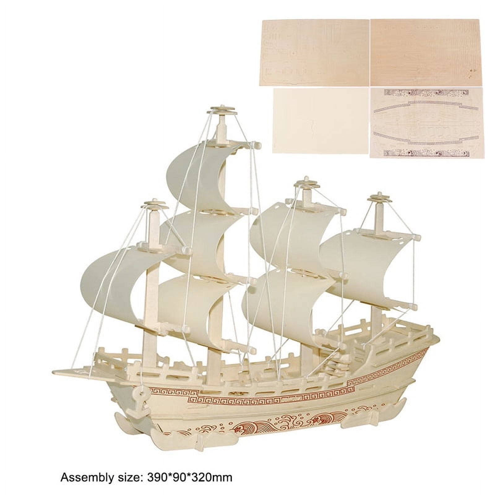 1 Set DIY Sailing Boat 3D Wooden Puzzle Ming Merchant Ship Jigsaw ...