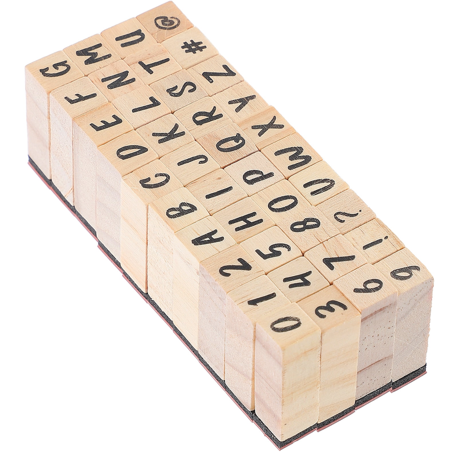 1 Set DIY Wooden Stamps with Ink Pad for Crafting Featuring Alphabet ...