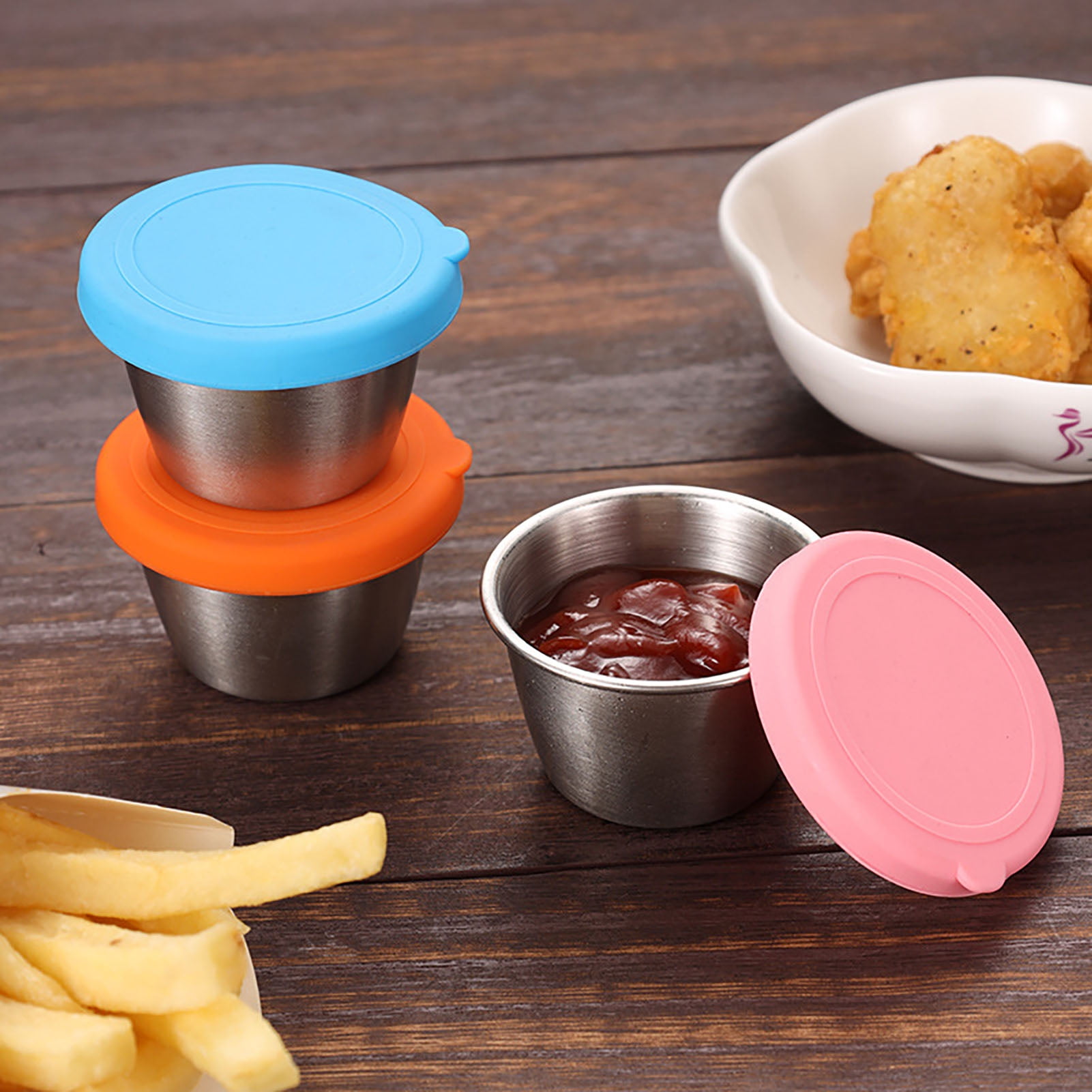 1 Set Dipping Cup with Lid Corrosion Resistant Leak Proof Stackable ...