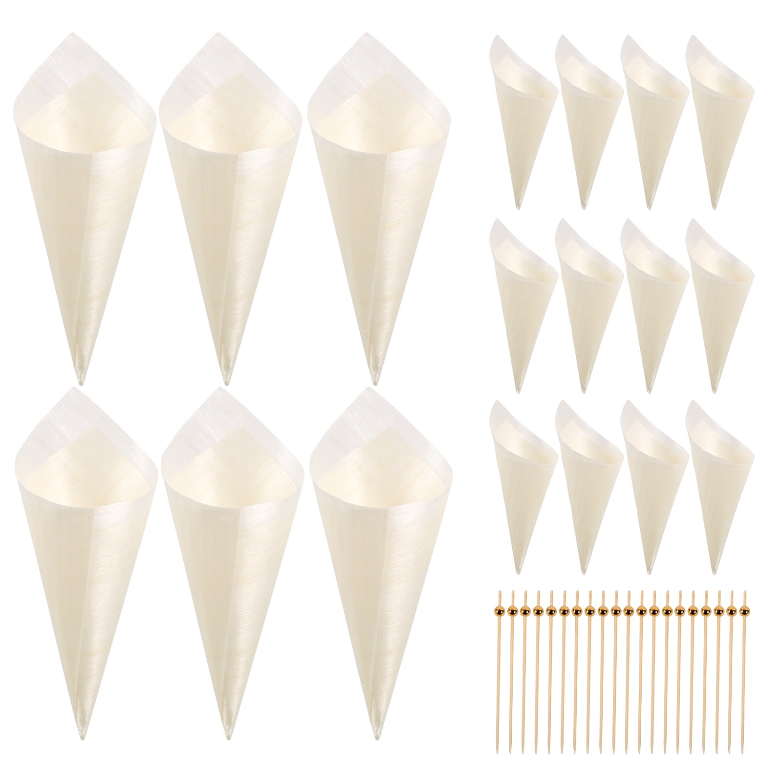 1 Set Disposable Wood Cones for Appetizers Charcuterie and Fruit Picks ...