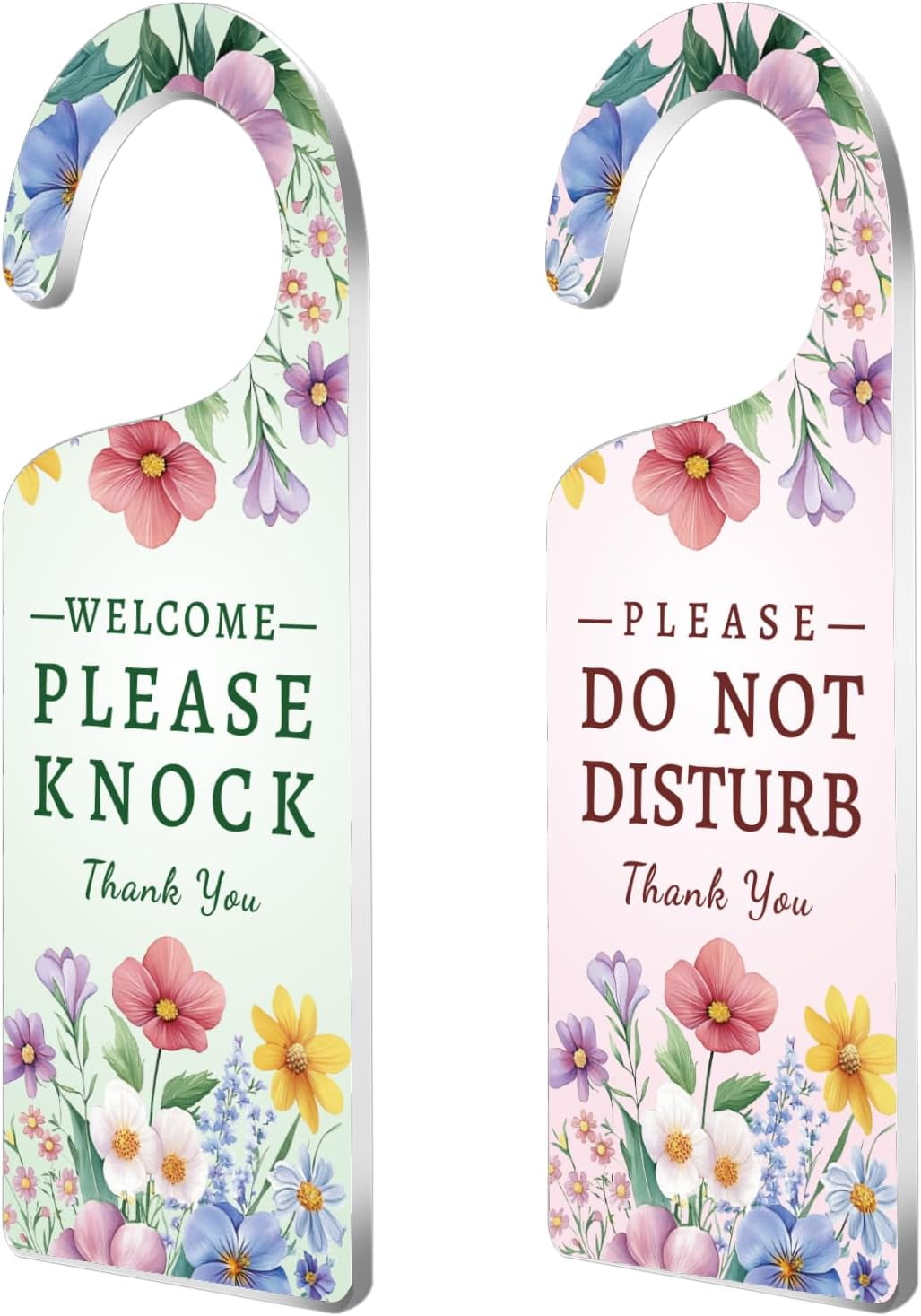 1 Set Do Not Disturb Sign Door Hanger Sign 2 Pack Flower Leaf Printed ...