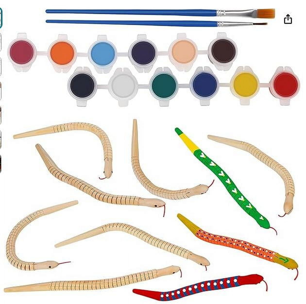 1 Set Diy Wood Snake Toy Paintable Animal Figurines Unfinished Wooden ...