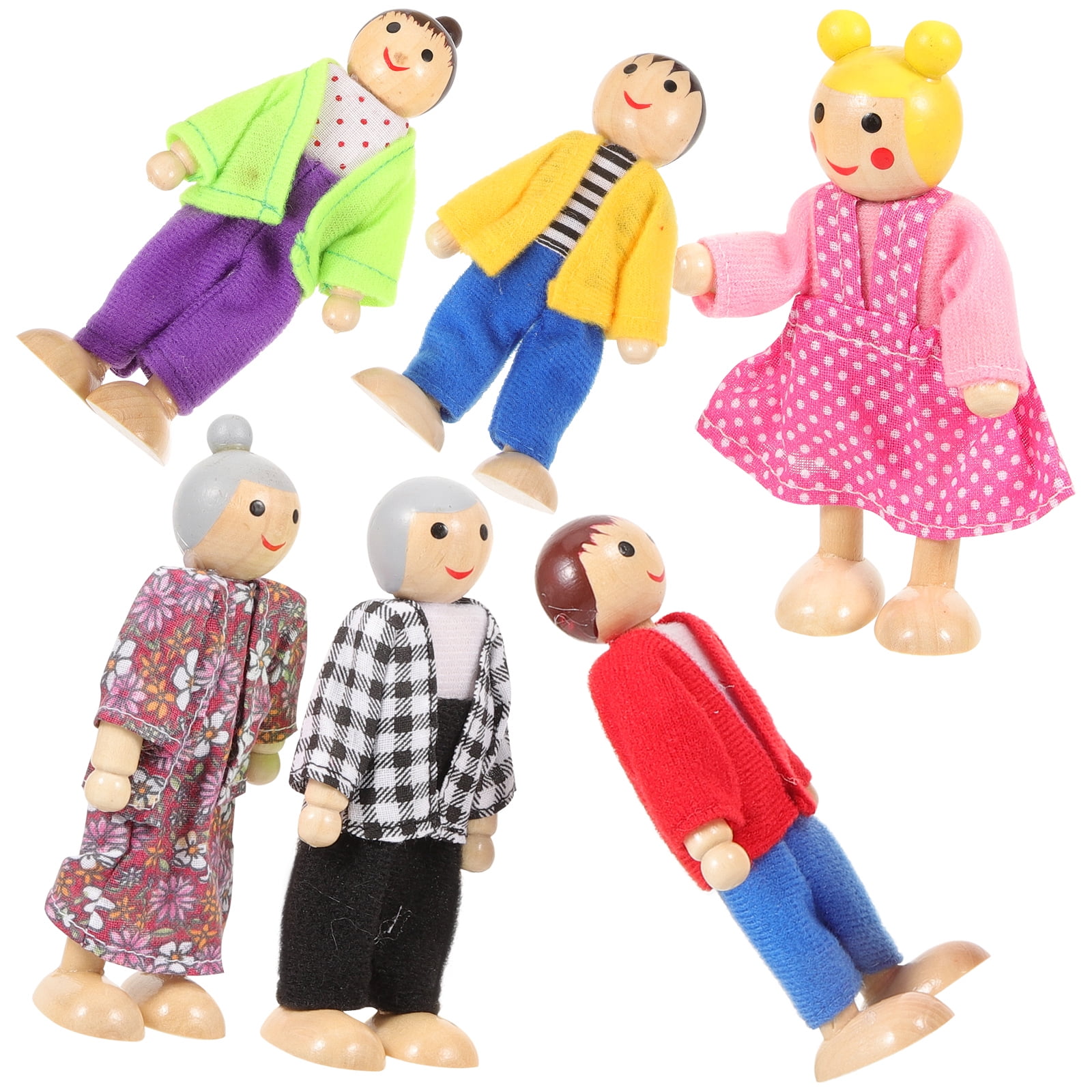 1 Set Dolls Family Figures Mini House Wooden Figures Dolls People ...