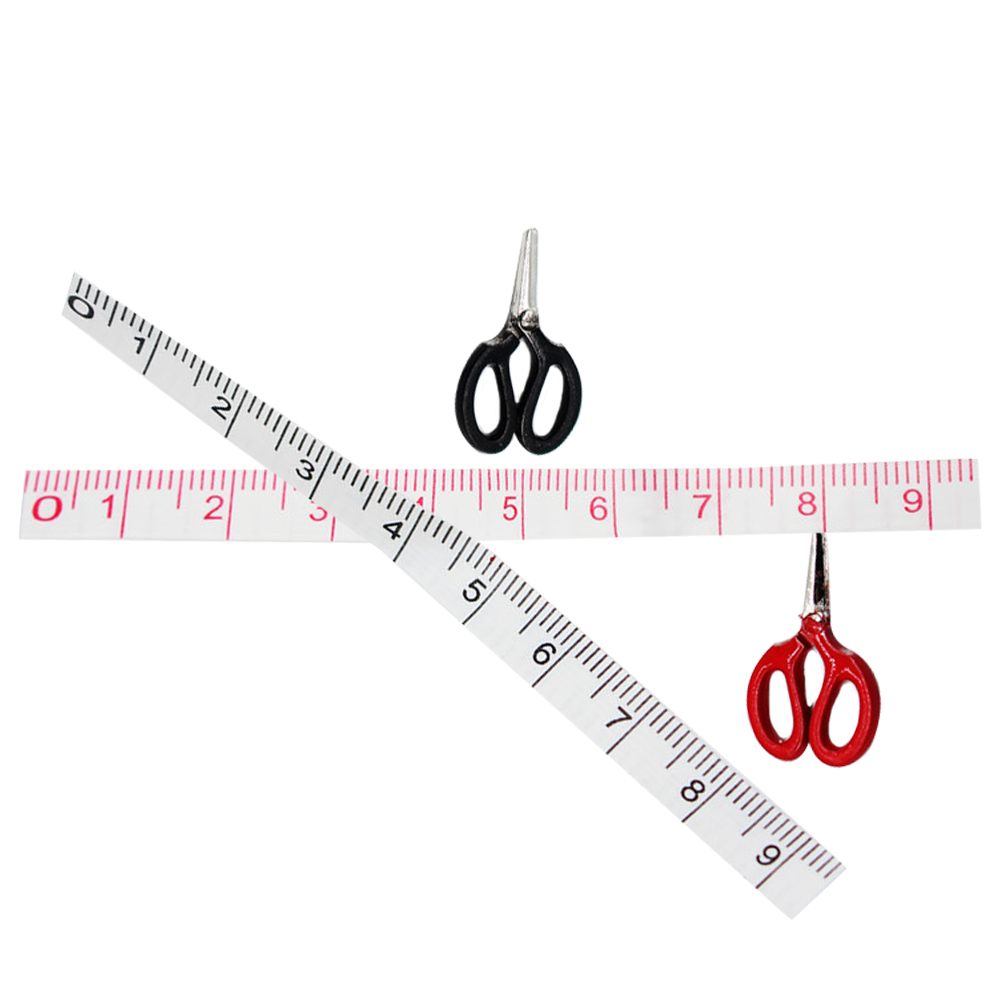 1 Set Dolls House Miniature Scissor Sewing Ruler Model Mini House ...