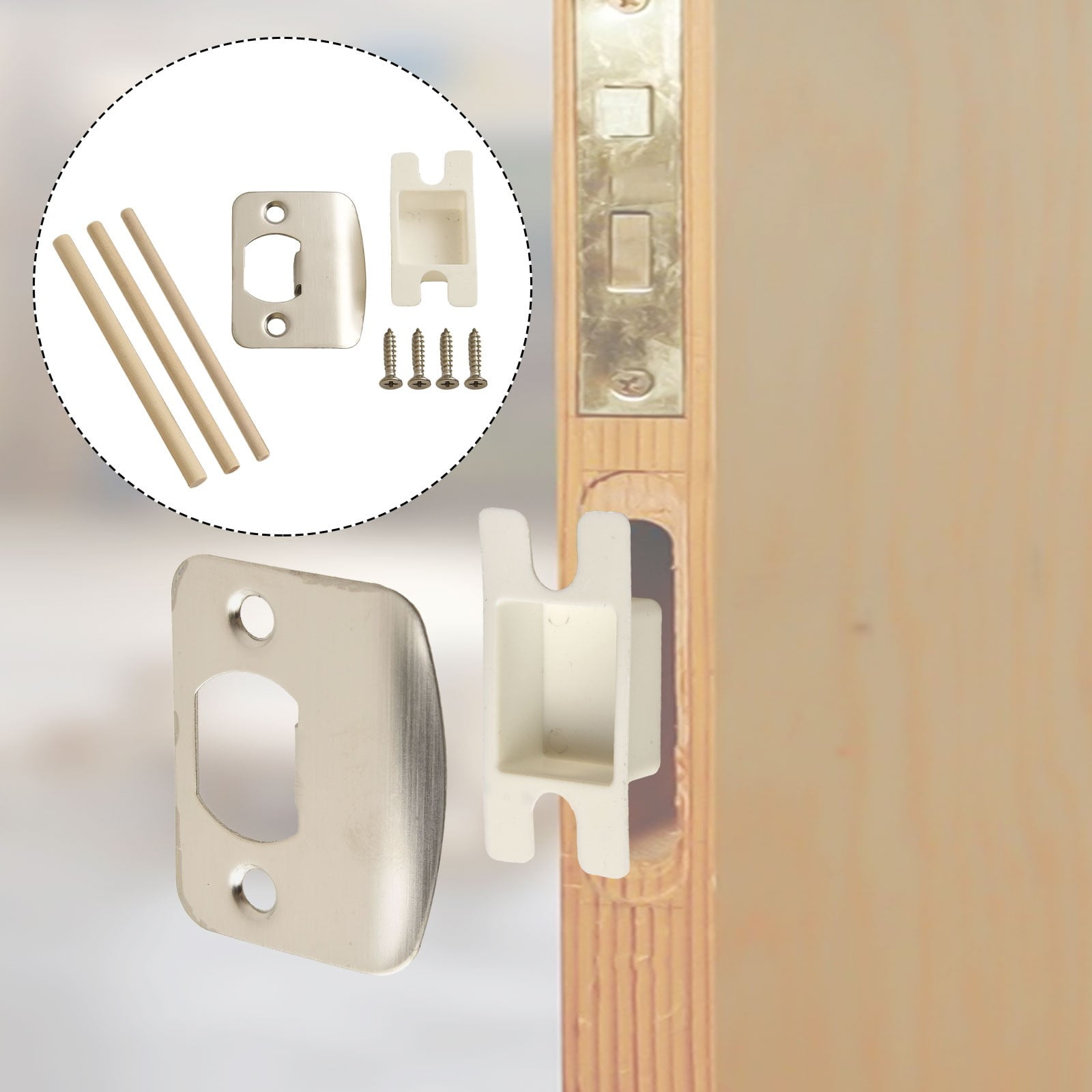 1 Set Door Strike Plate Repair Kit Standard Door Latch Restorer Strike ...