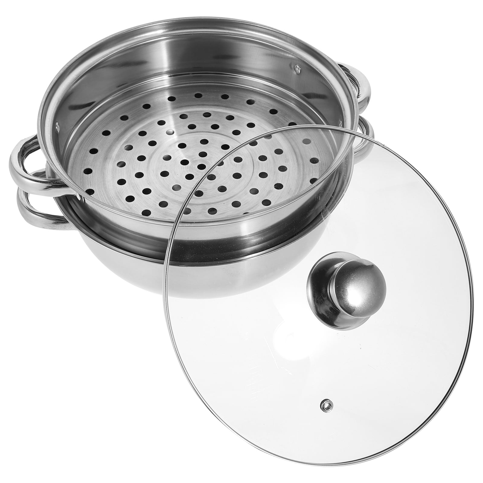 1 Set Double-layer Food Steamer Food Steaming Tool Stainless Steel ...