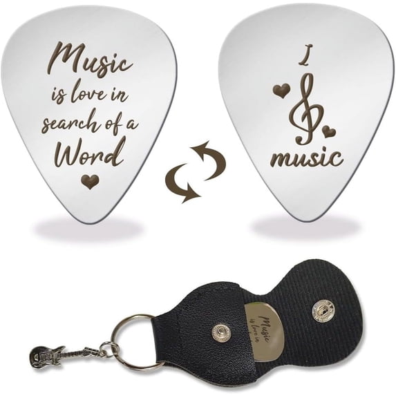 1 Set Double-side Laser 201 Stainless Steel Guitar Picks with Black ...