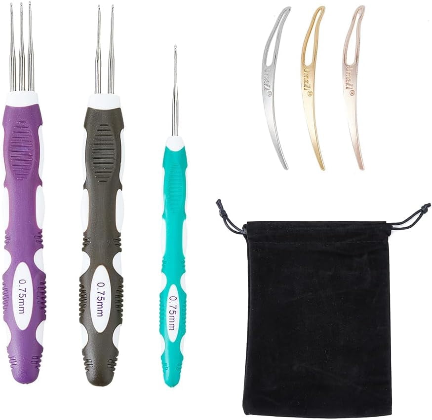 1 Set Dreadlocks Hair Crochet Hooks Colorful Plastic Handle Crochet ...