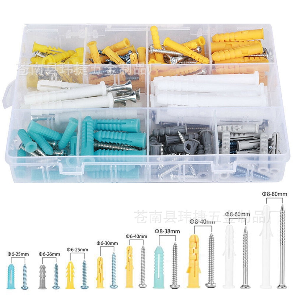 1 Set Drywall Anchor Assortment with Screws and Concrete Anchors Kit ...