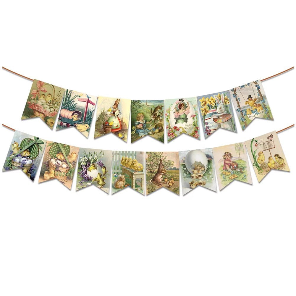 1 Set Easter Bunny Banners Rabbit Bunting Spring Bunting Easter Banner ...