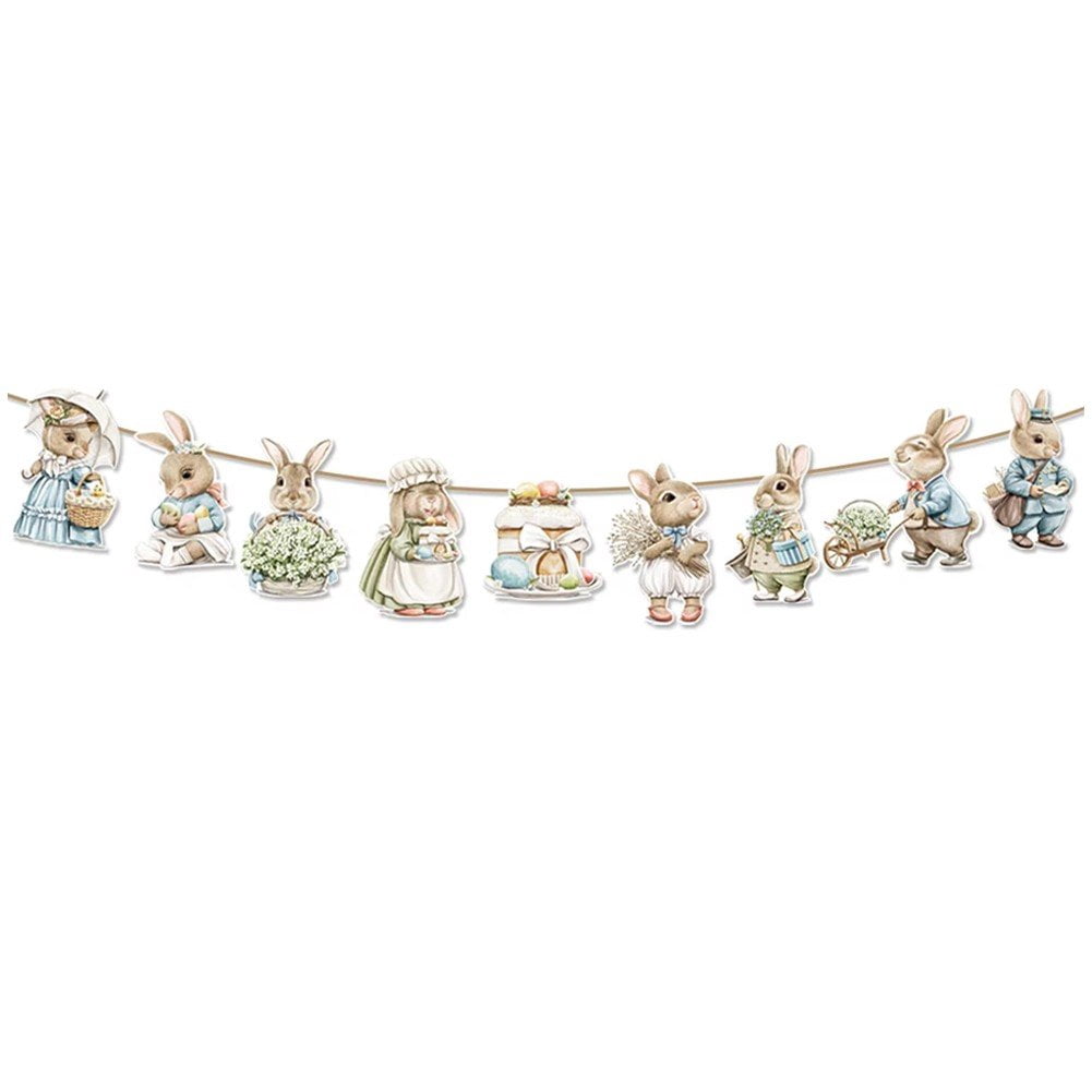 1 Set Easter Bunny Banners Rabbit Bunting Spring Bunting Easter Banner ...