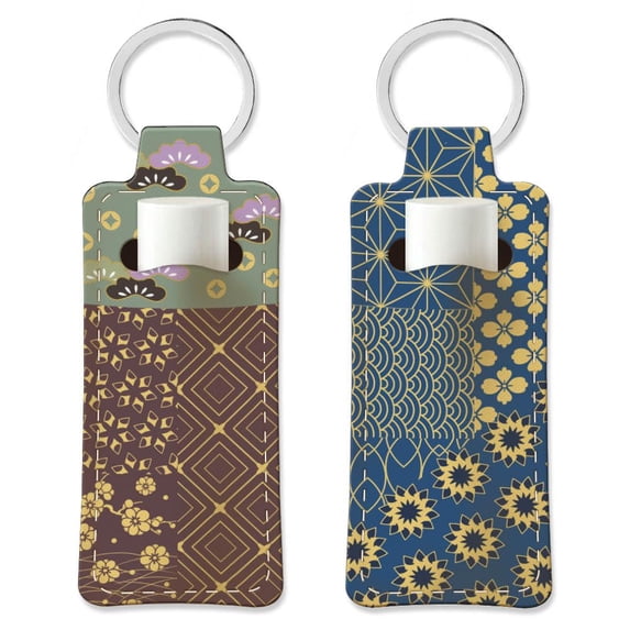 1 Set Elastic Neoprene Keychains Lipstick Bags with Iron Keychain Rings ...