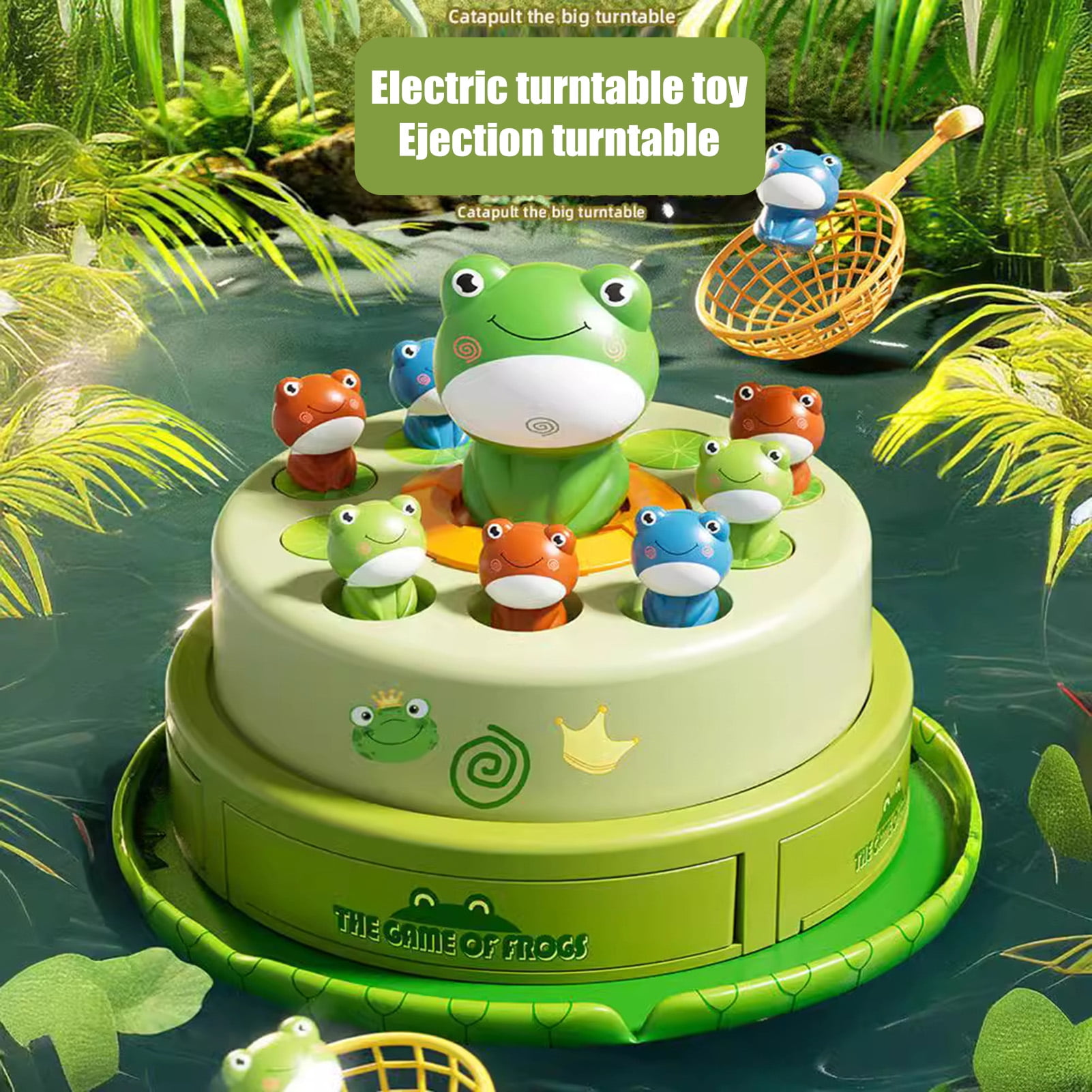1 Set Electric Bouncing Frog Turntable Toy Rotating Cartoon Frog ...