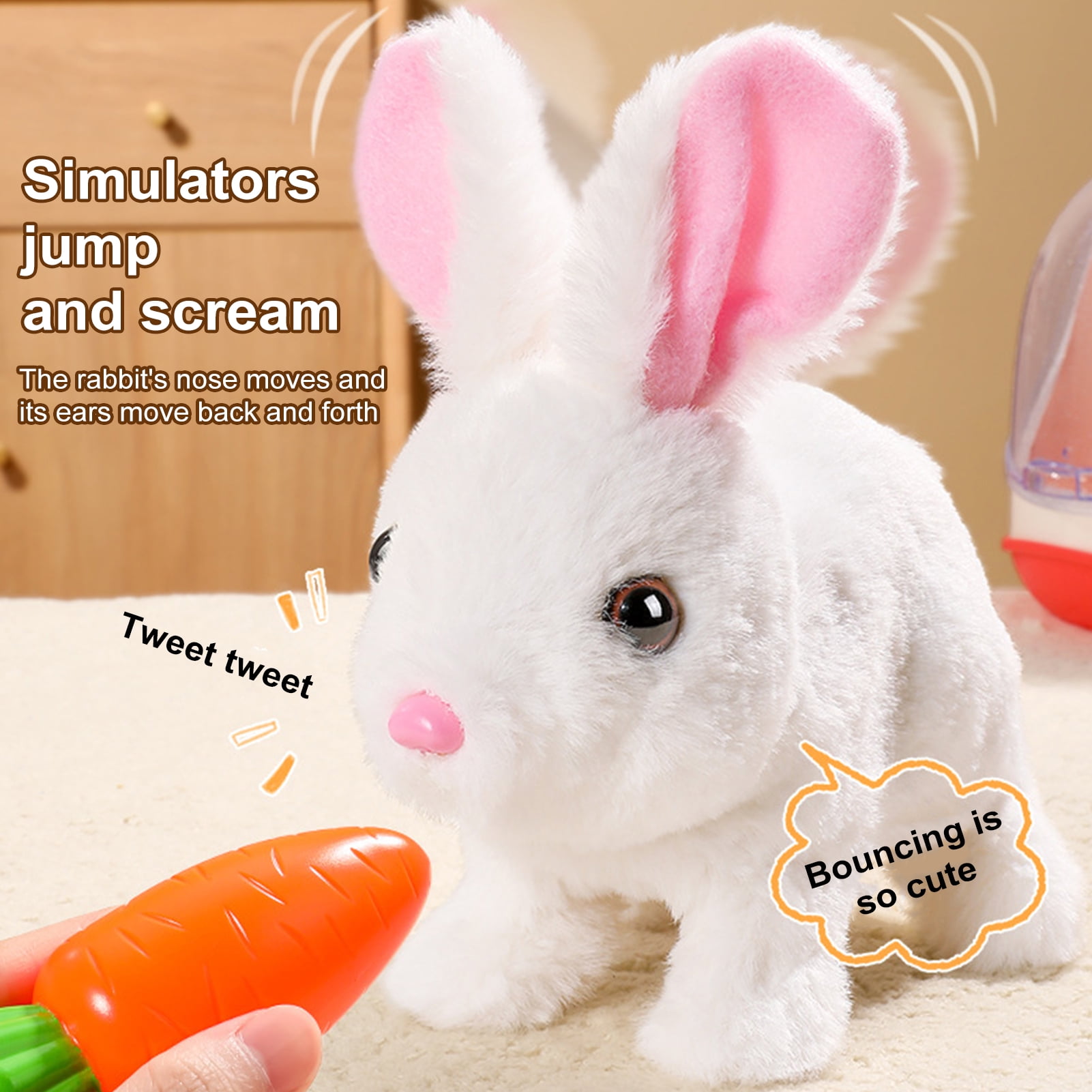 1 Set Electric Plush Doll Interactive Walking Bunny Toy with Realistic ...