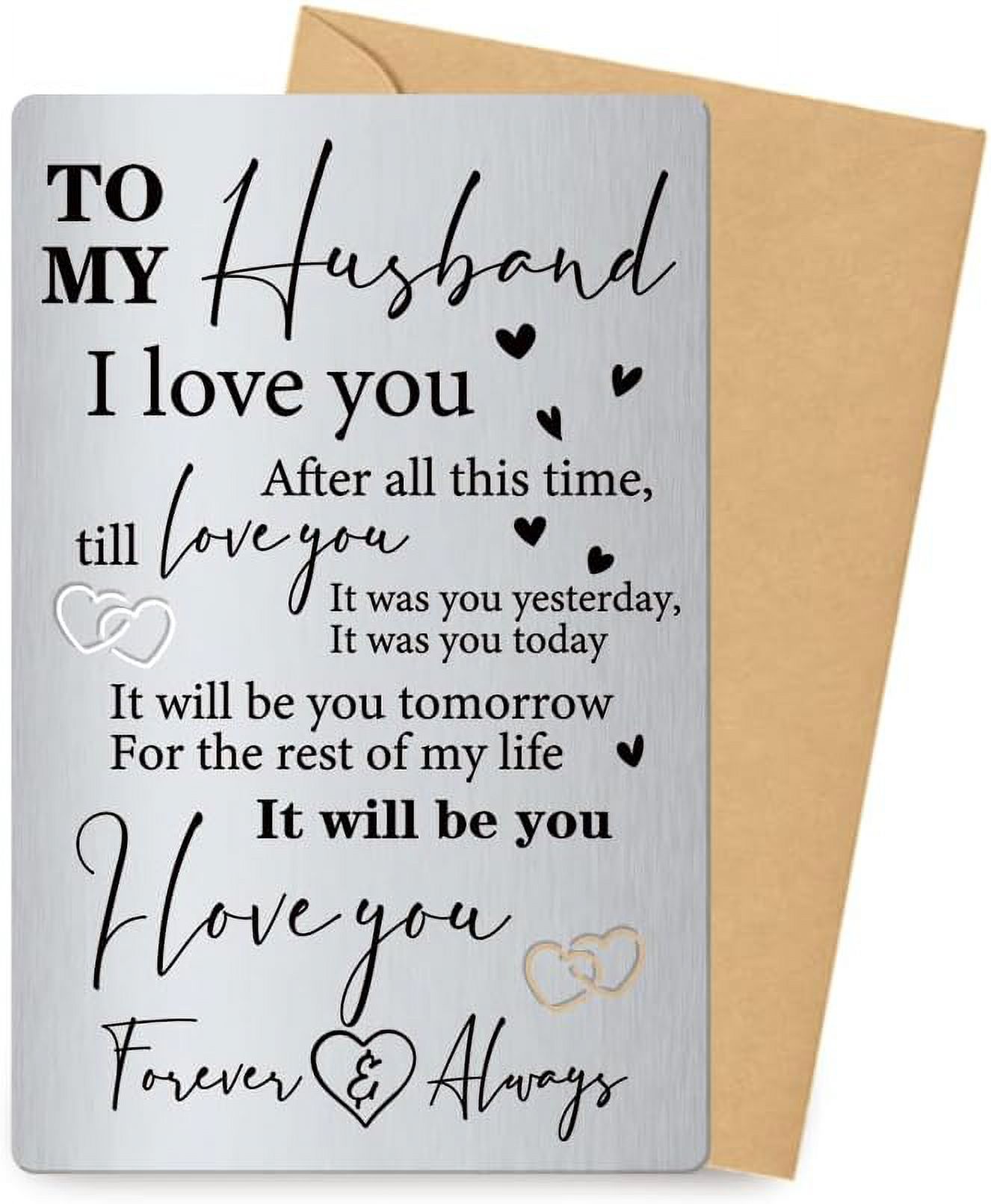 1 Set Engraved Wallet Card Insert To My Husband Wallet Inserts Steel ...