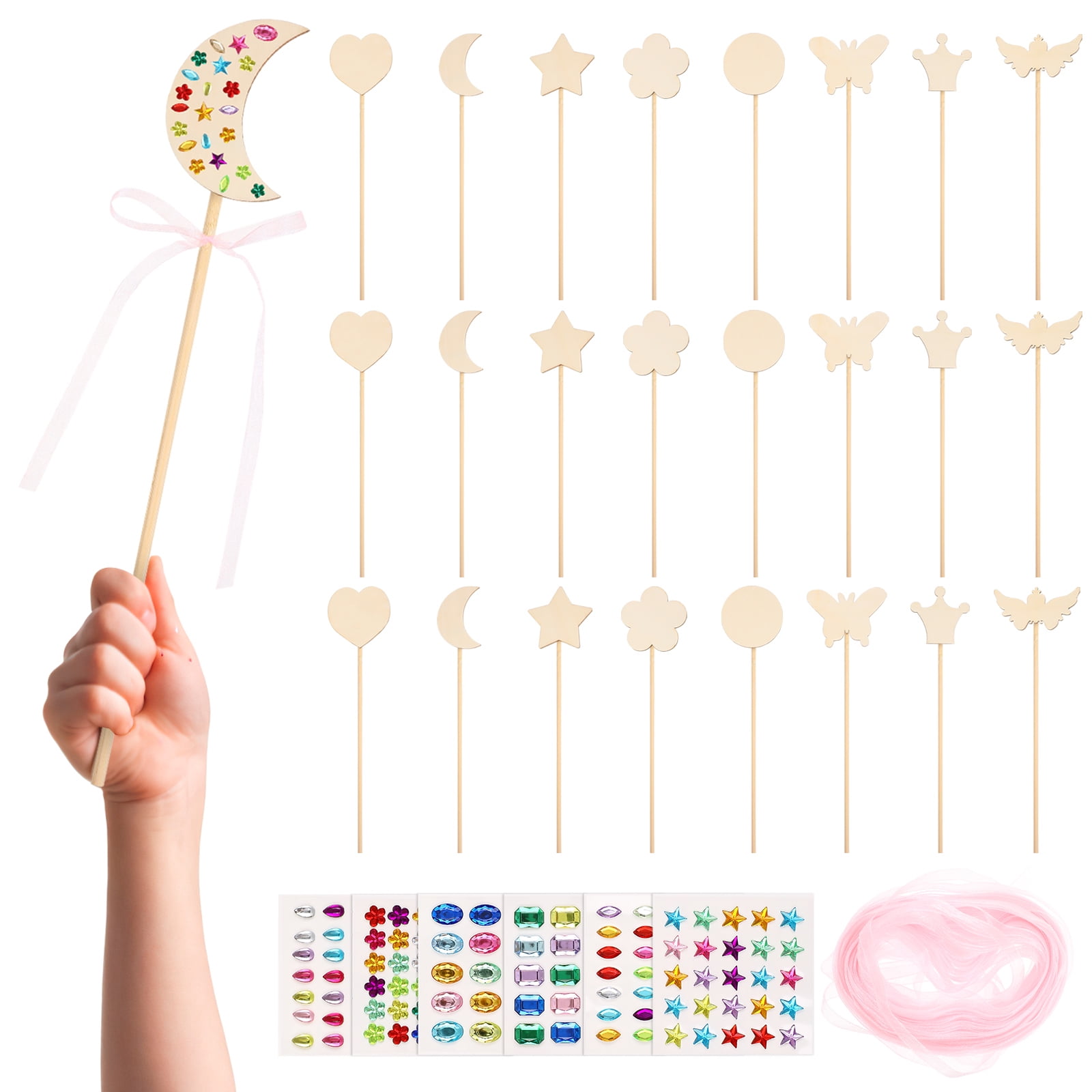 1 Set Fairy Wands Kit Wooden Fairy Wands Unfinished Kids DIY Wand for ...
