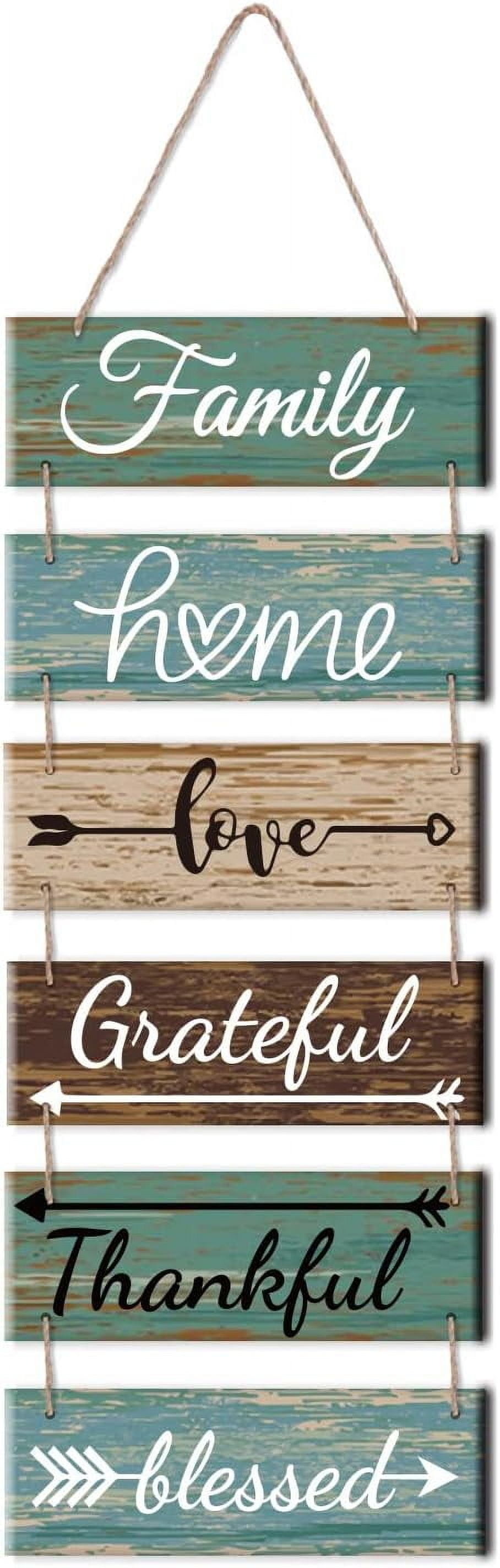 1 Set Family Home Love Grateful Thankful Blessed Wooden Hanging Sign ...