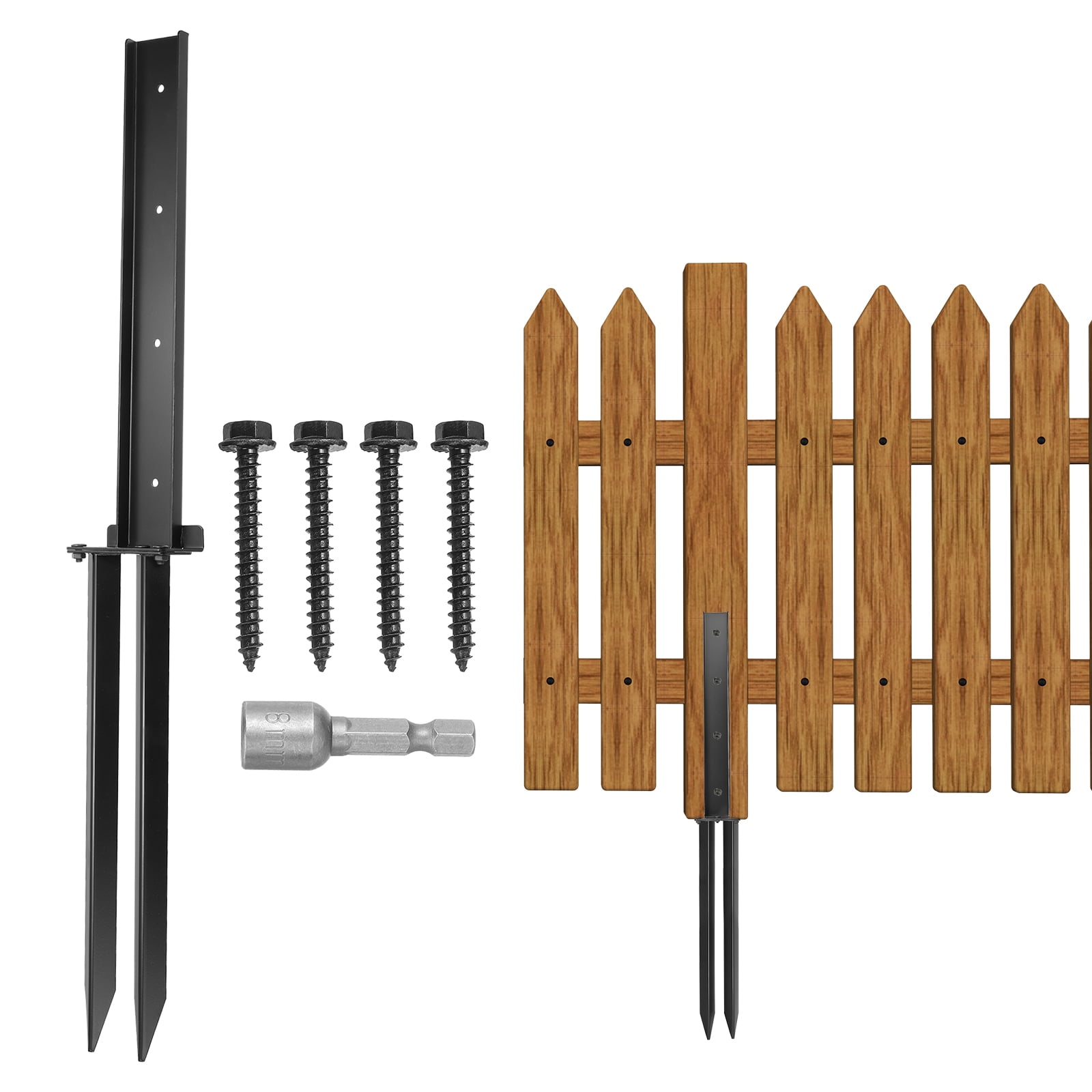 1 Set Fence Post Repair Kit, Steel Ground Spike Wood Post Support for ...