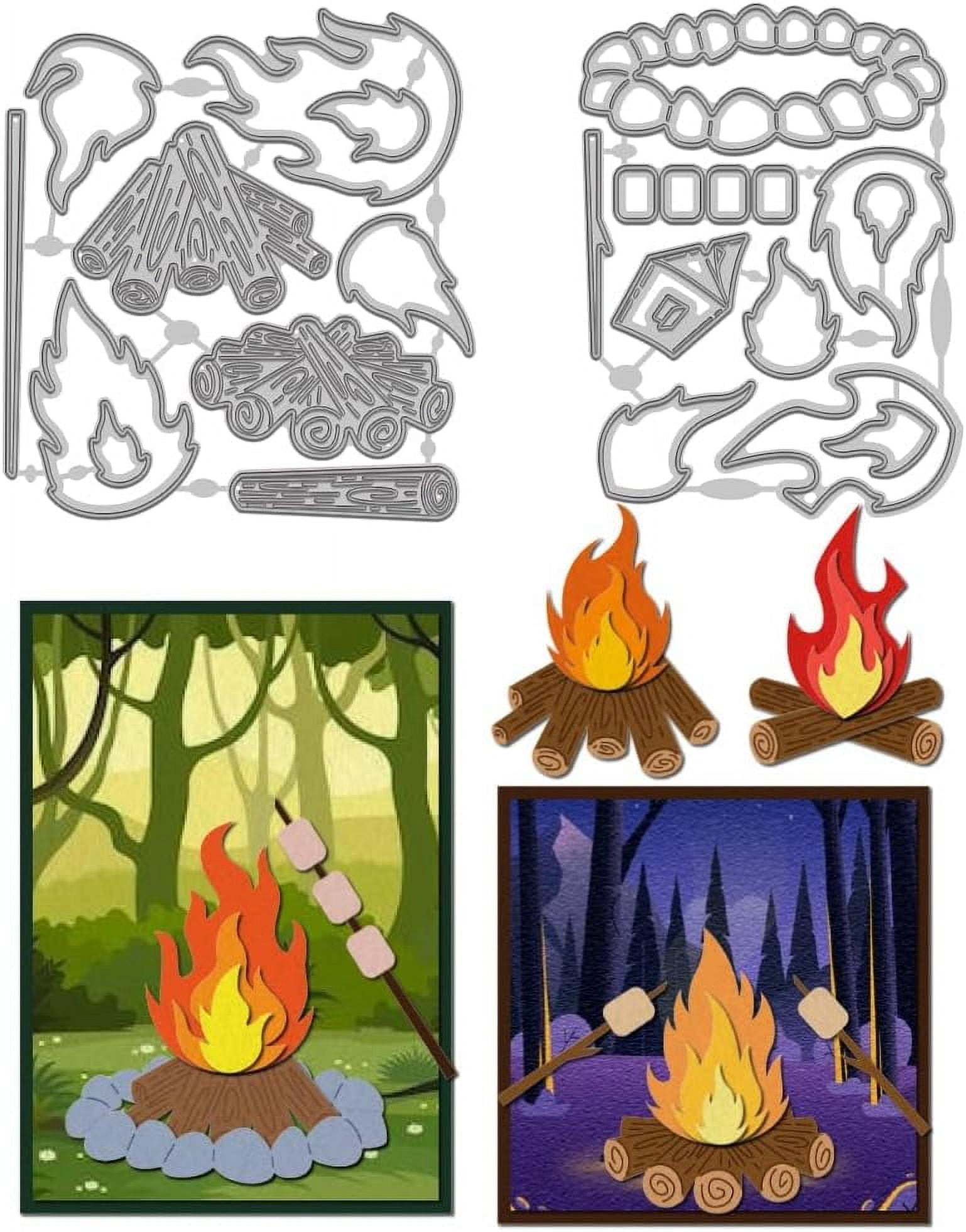 1 Set Fire Theme Carbon Steel Cutting Dies Stencils for DIY ...