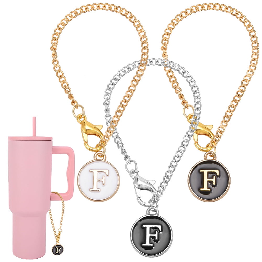 1 Set Flat Round with Letter Enamel Wine Glass Charms with Iron Twisted ...