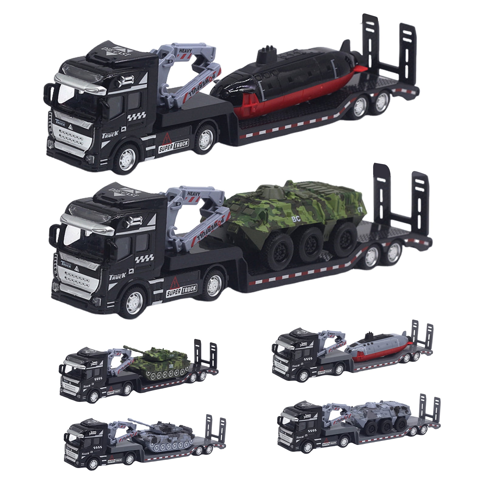 1 Set Flatbed Truck Container Toy Miniature Camouflage Tank Military ...