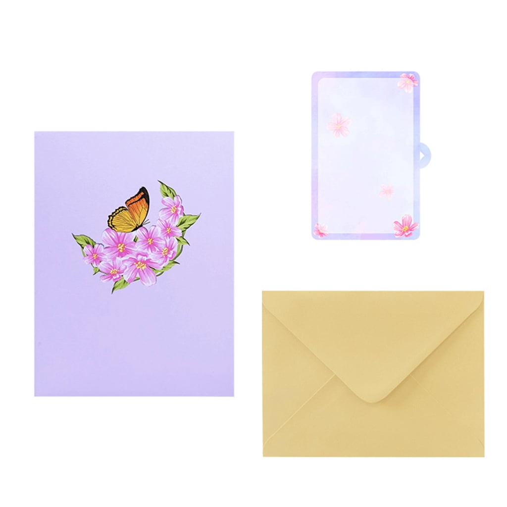 1 Set Flower Butterfly Charm Paper Card 3D Greeting Card Set with ...