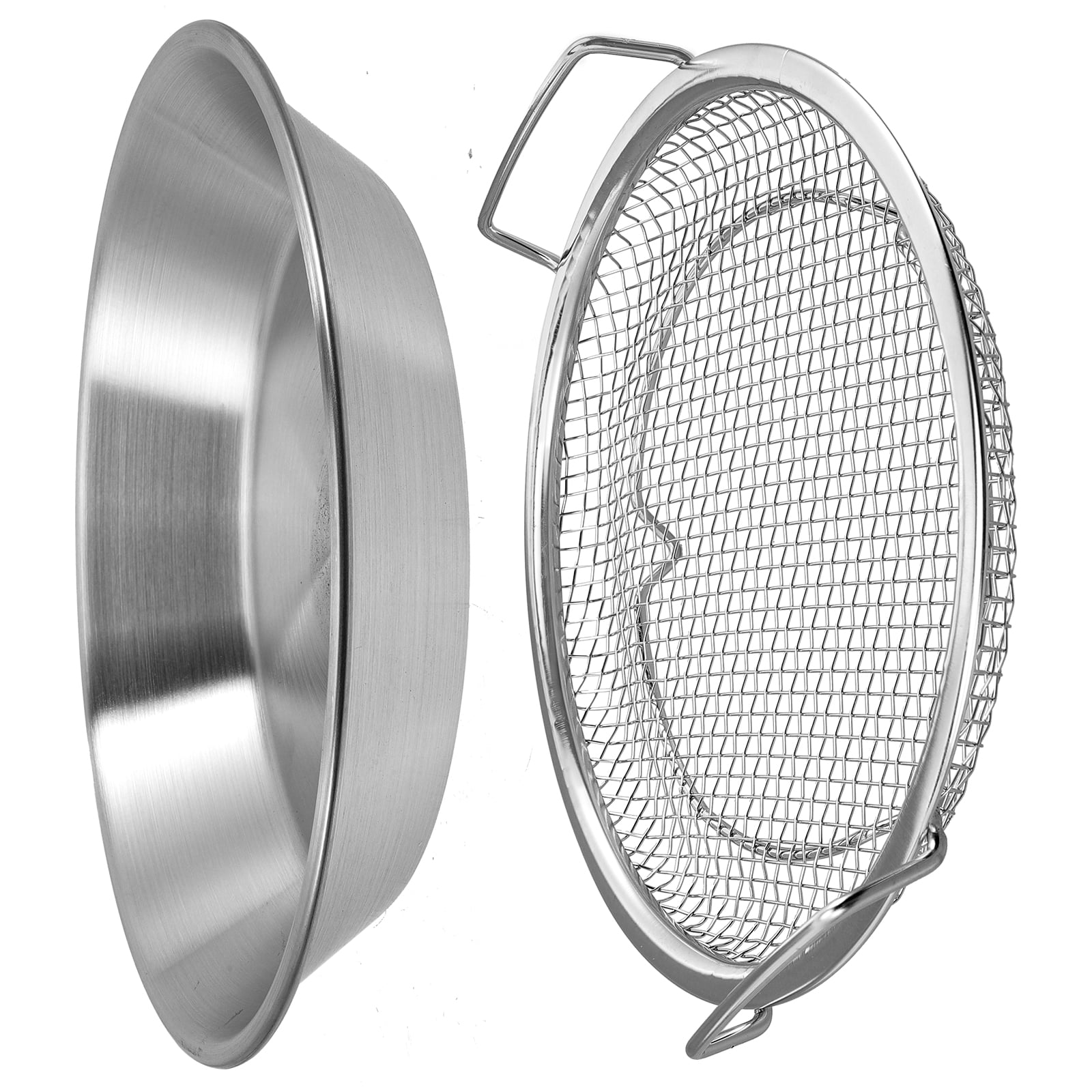 1 Set French Fries Serving Plate Oil Frying Food Plate Round Filter Net ...