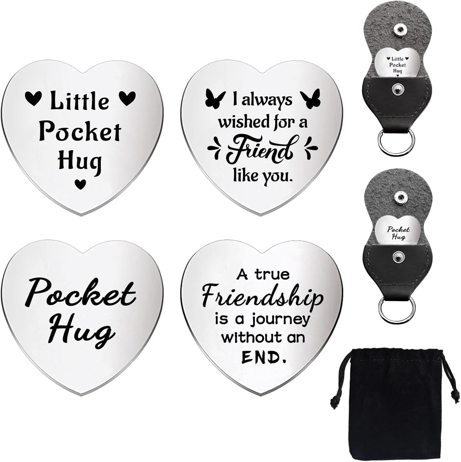 1 Set Friendship Theme Heart Double-Sided Engraved Stainless Steel ...