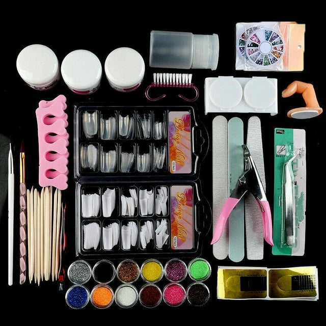 1 Set Full Acrylic Powder Nail Art Tool Set Tips Brush Manicure Tool ...
