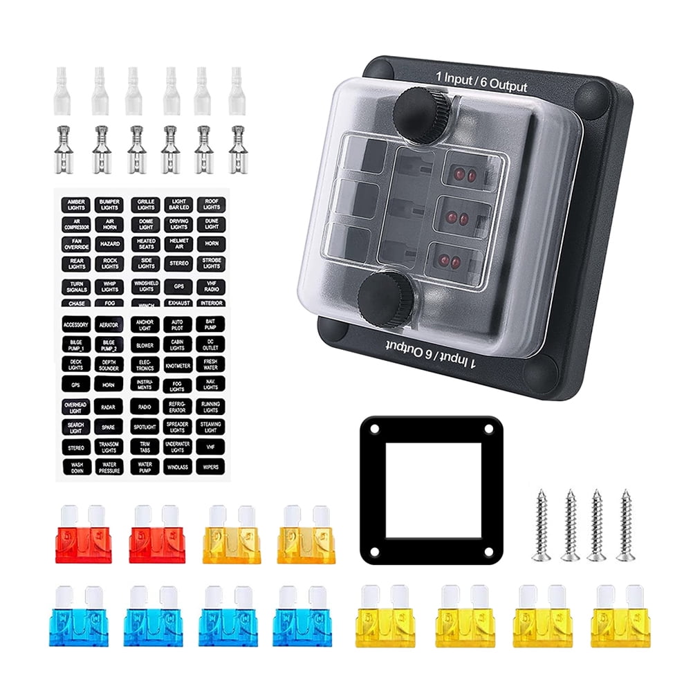 1 Set Fuse Block Car Waterproof 6-output Battery Terminal Distribution ...