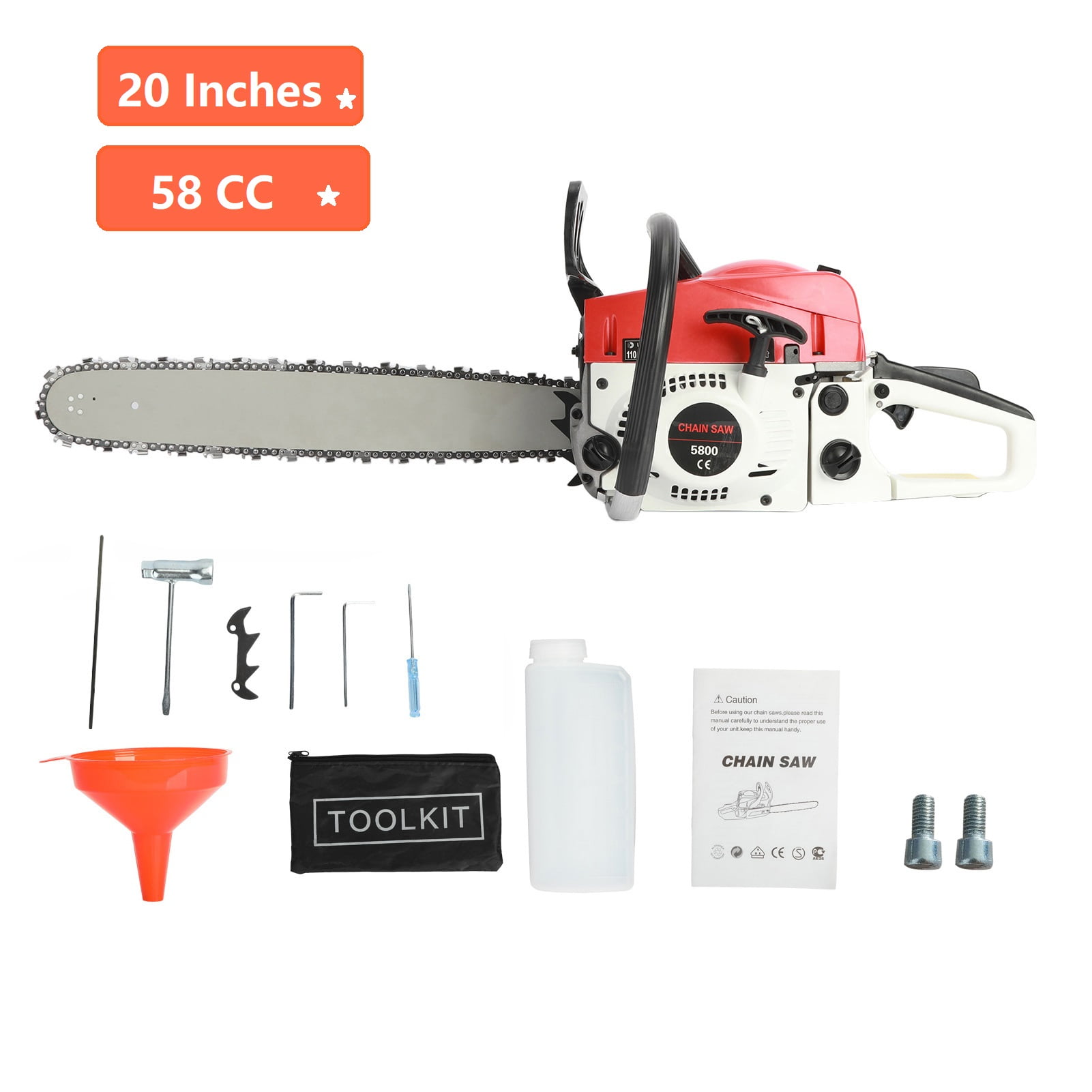 1 Set Gas Chainsaw 20-inch 58CC 3.2HP Rust Resistant Wood Chainsaw 2 ...