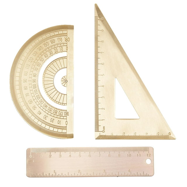 1 Set Geometry Ruler Tool Brass Protractor Straightedge Drawing ...
