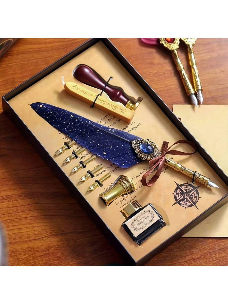 1 Set Gift Box Includes Stamp, Wax Seal, Feather Pen, Jubaboz ...