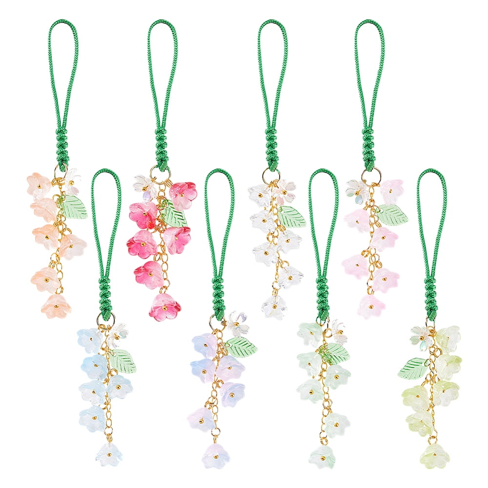 1 Set Glass Mobile Straps Flower Mixed Color 11.5cm 8pcs/set - Walmart.com