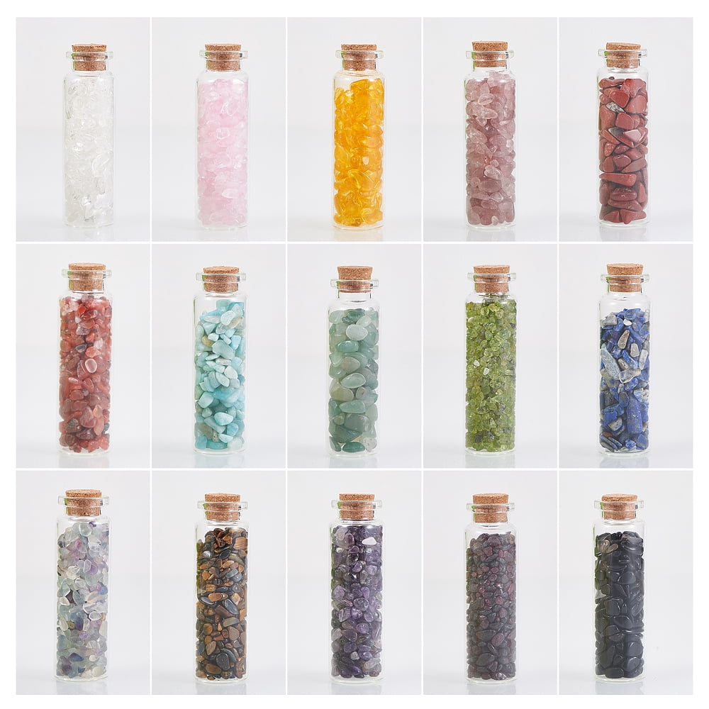 1 Set Glass Wishing Bottle For Pendant Decoration with Gemstone Chip ...