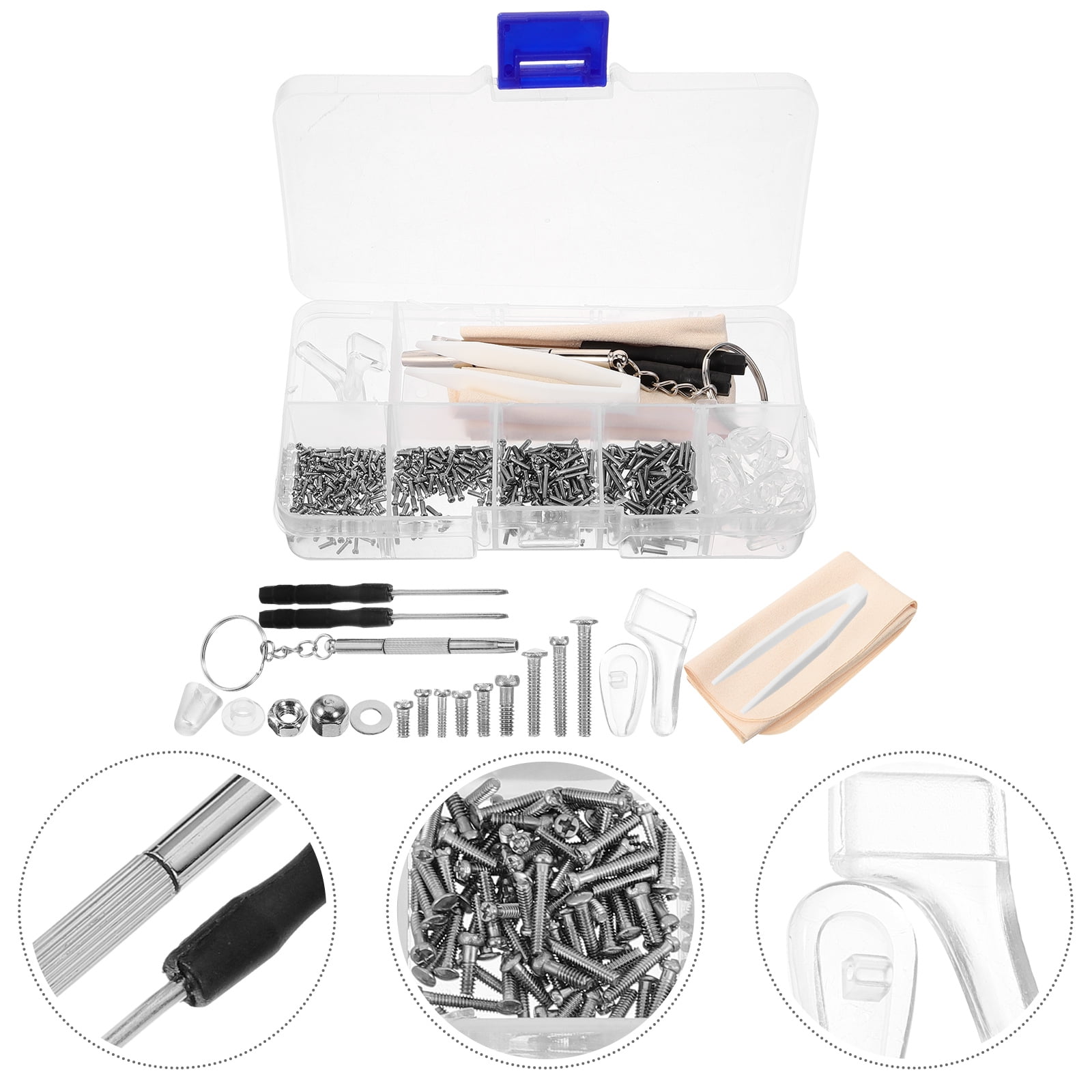 1 Set Glasses Repair Kit Eyeglasses Screws Nose Pads Repairing Kit with ...