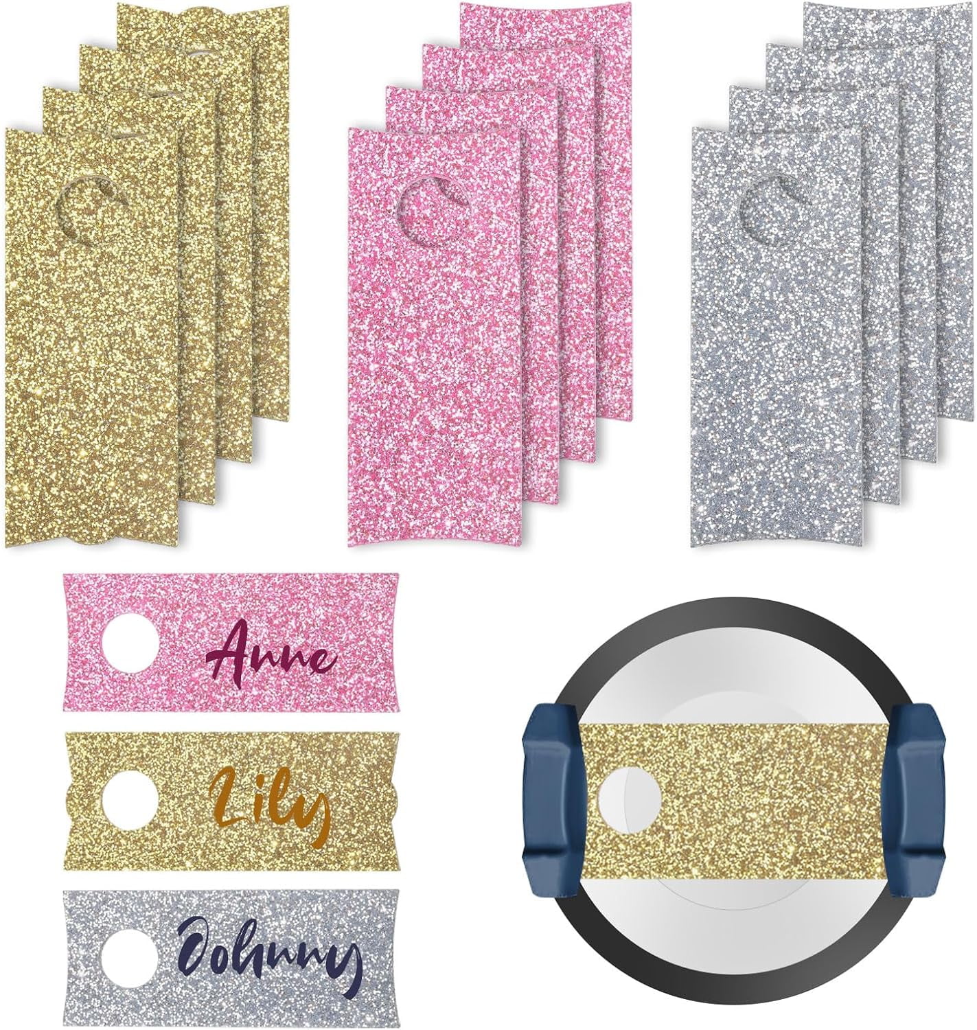 1 Set Glitter Acrylic Wine Glass Charms Goblet Marker Rectangle Mixed ...