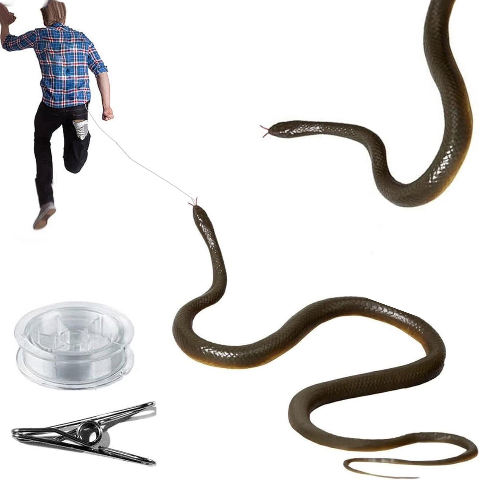 1 Set Golf Snake Prank Toy with Clear Line Clip Simulated Rubber Snake ...
