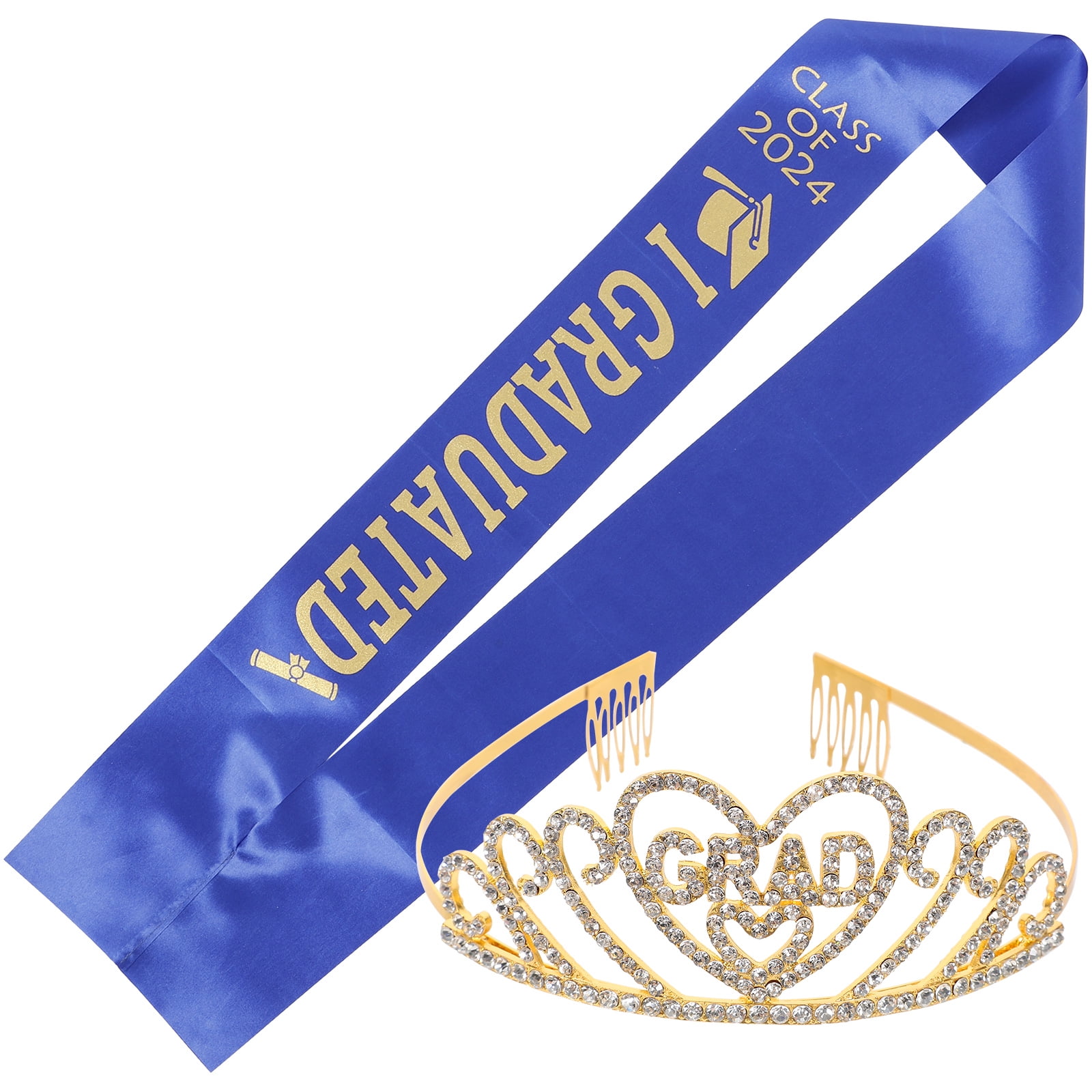 1 Set Graduation Crown Headband Graduation Party Sash 2024 Graduation ...