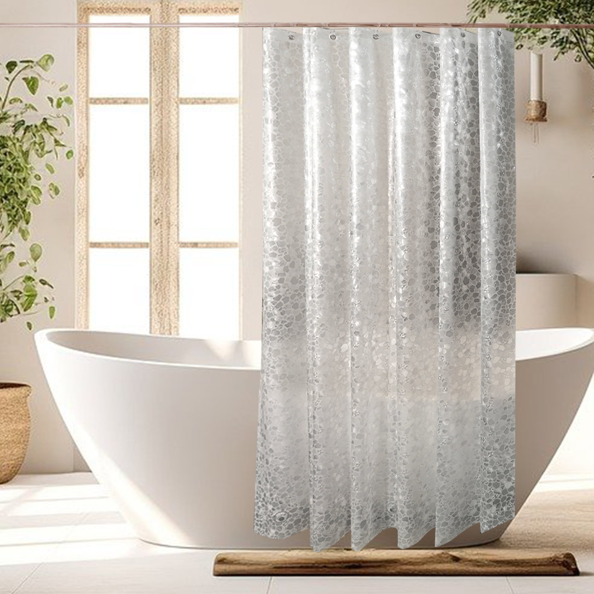 1 Set Gravel Pattern Shower Curtain Liner Shower Curtain with Bottom ...