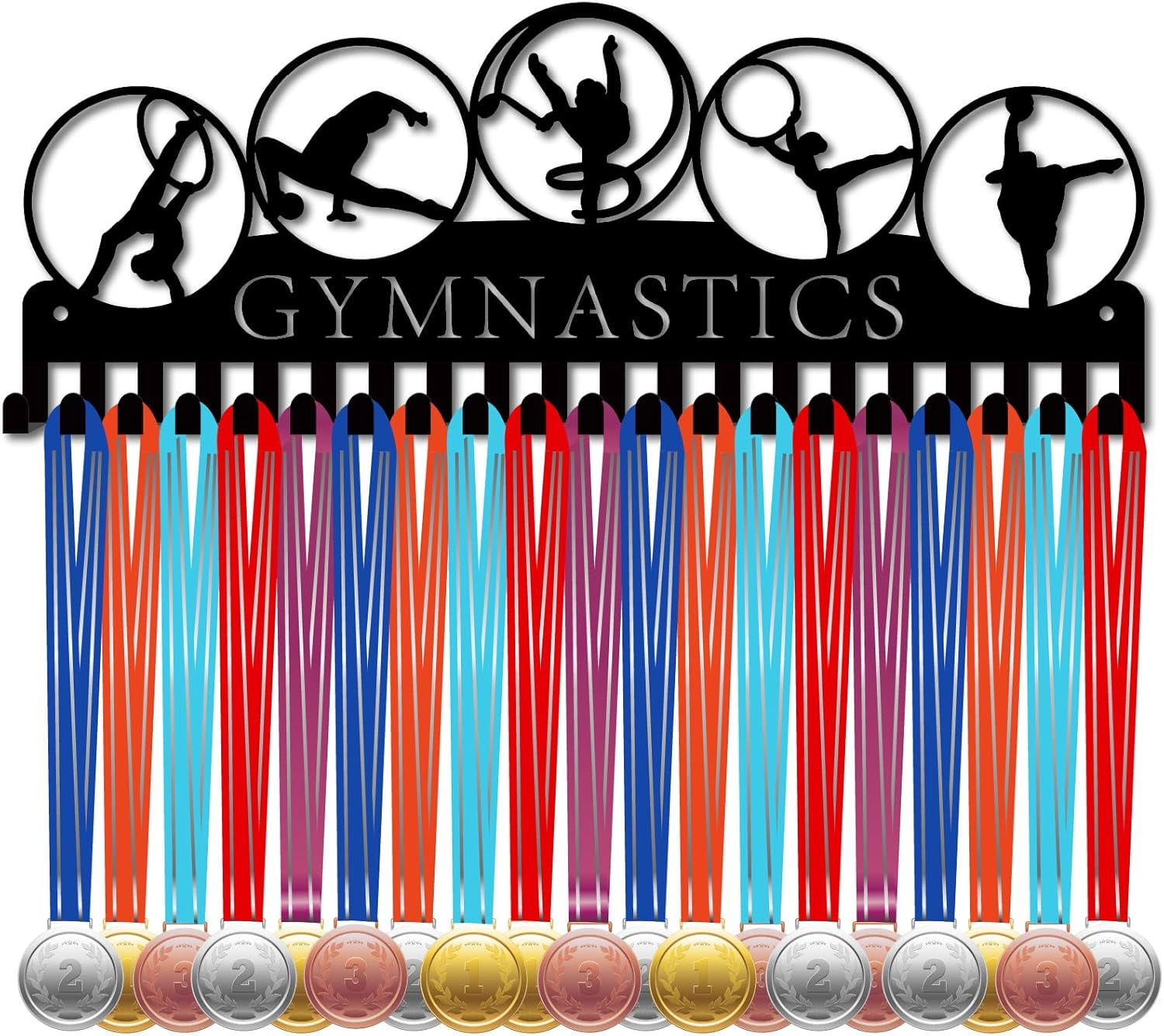 1 Set Gymnastics Medal Hanger Display Medals Holder Rack Black Metal ...