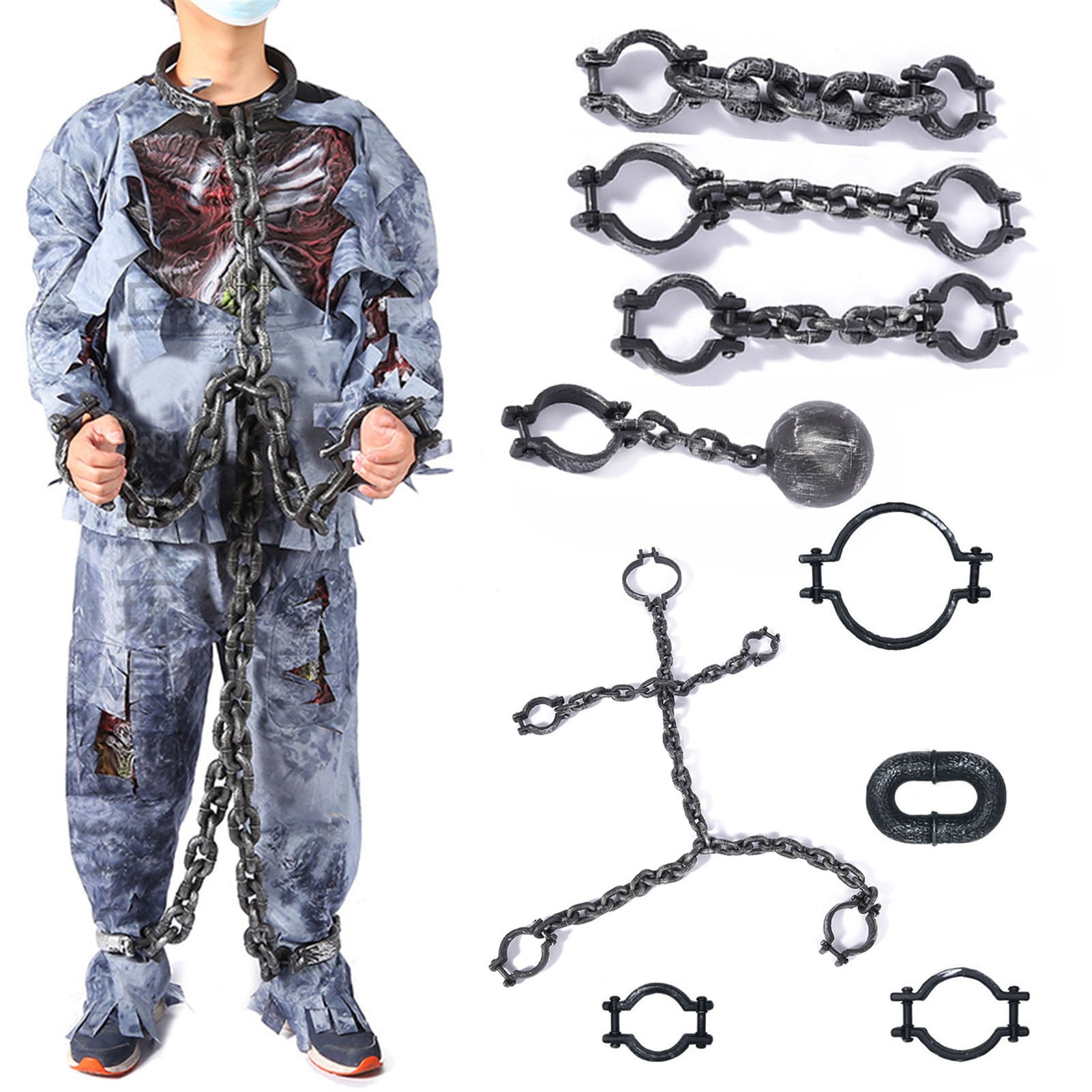 1 Set Halloween Prisoner Costume Chain Props Death Plastic Chain ...