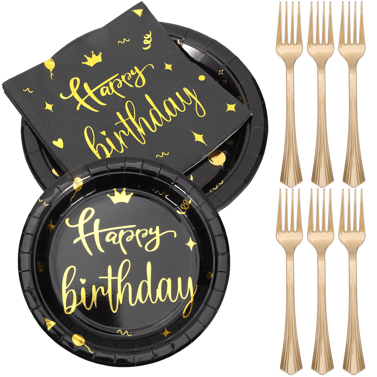 1 Set Happy Birthday Plates Napkins Fork Food Cake Plates Birthday ...
