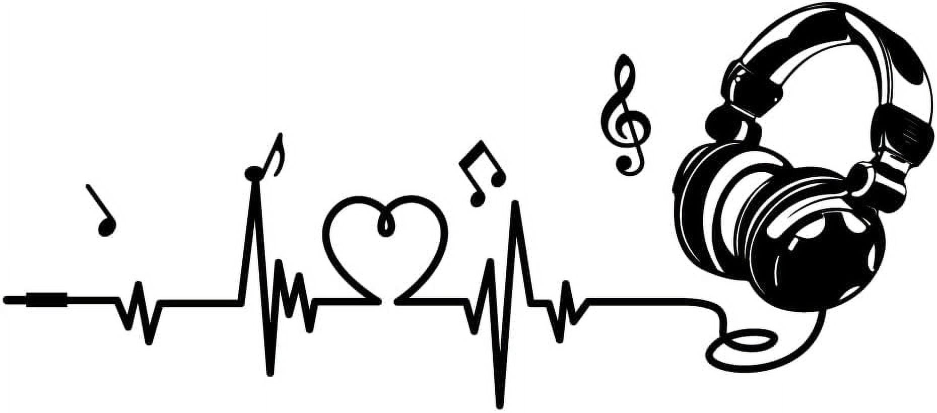 1 Set Headphones Wall Sticker Heartbeat Music Wall Decal Headset ...