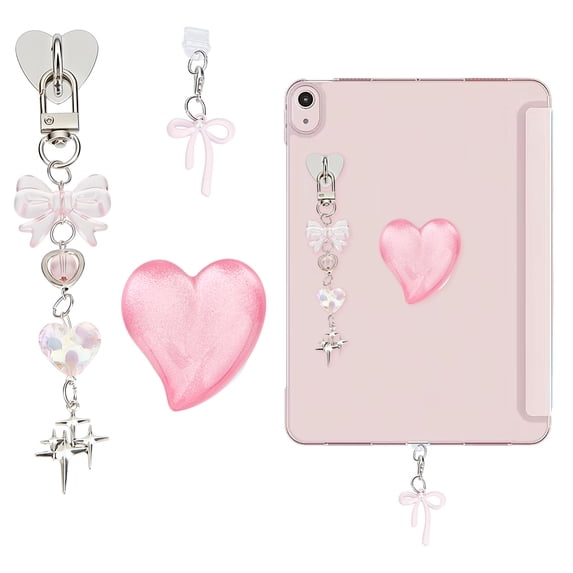 1 Set Heart Bowknot Zinc Alloy Acrylic Mobile Phone Holders Pendant ...