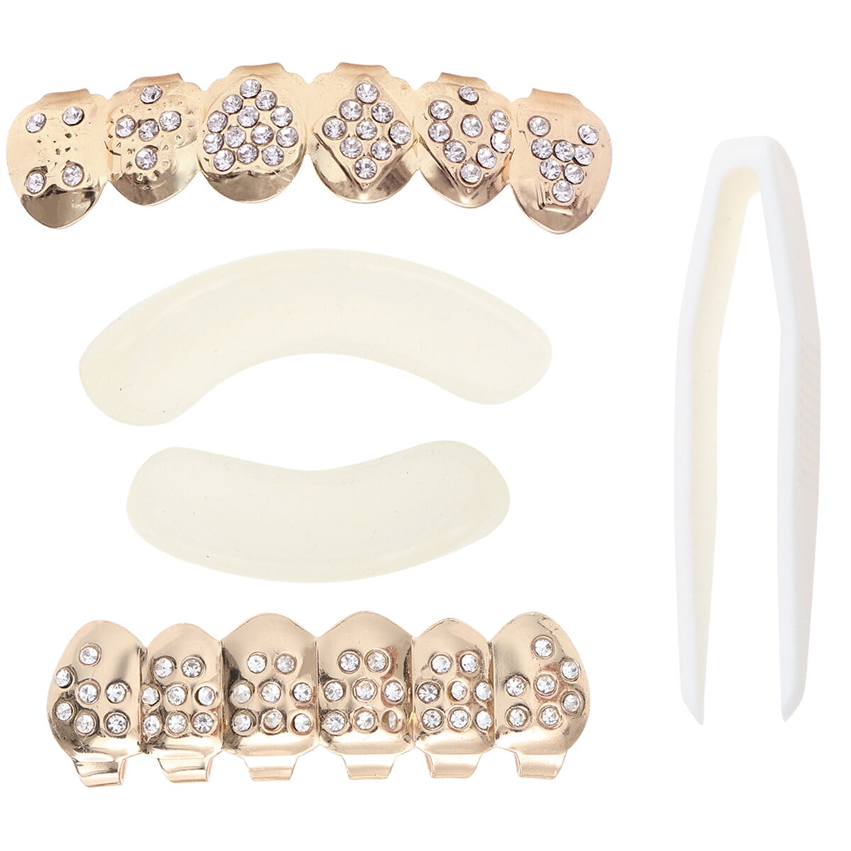 1 Set Hip Hop Style Dentures Six False Teeth Cover Metallic Punk ...