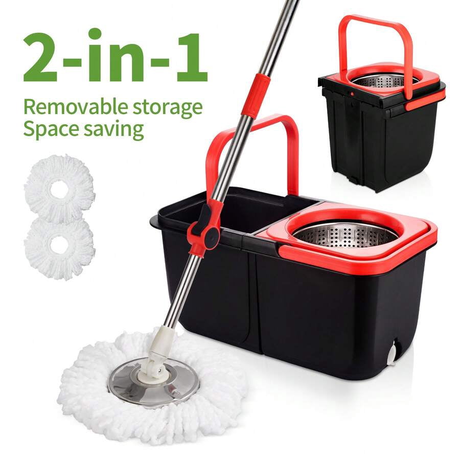 1 Set, Household Spin Mop And Bucket Set With 3 Mop Heads, Household ...