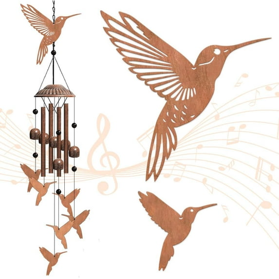 1 Set Hummingbird Wind Chimes Outdoor Animal Theme Wind Chimes Sympathy ...